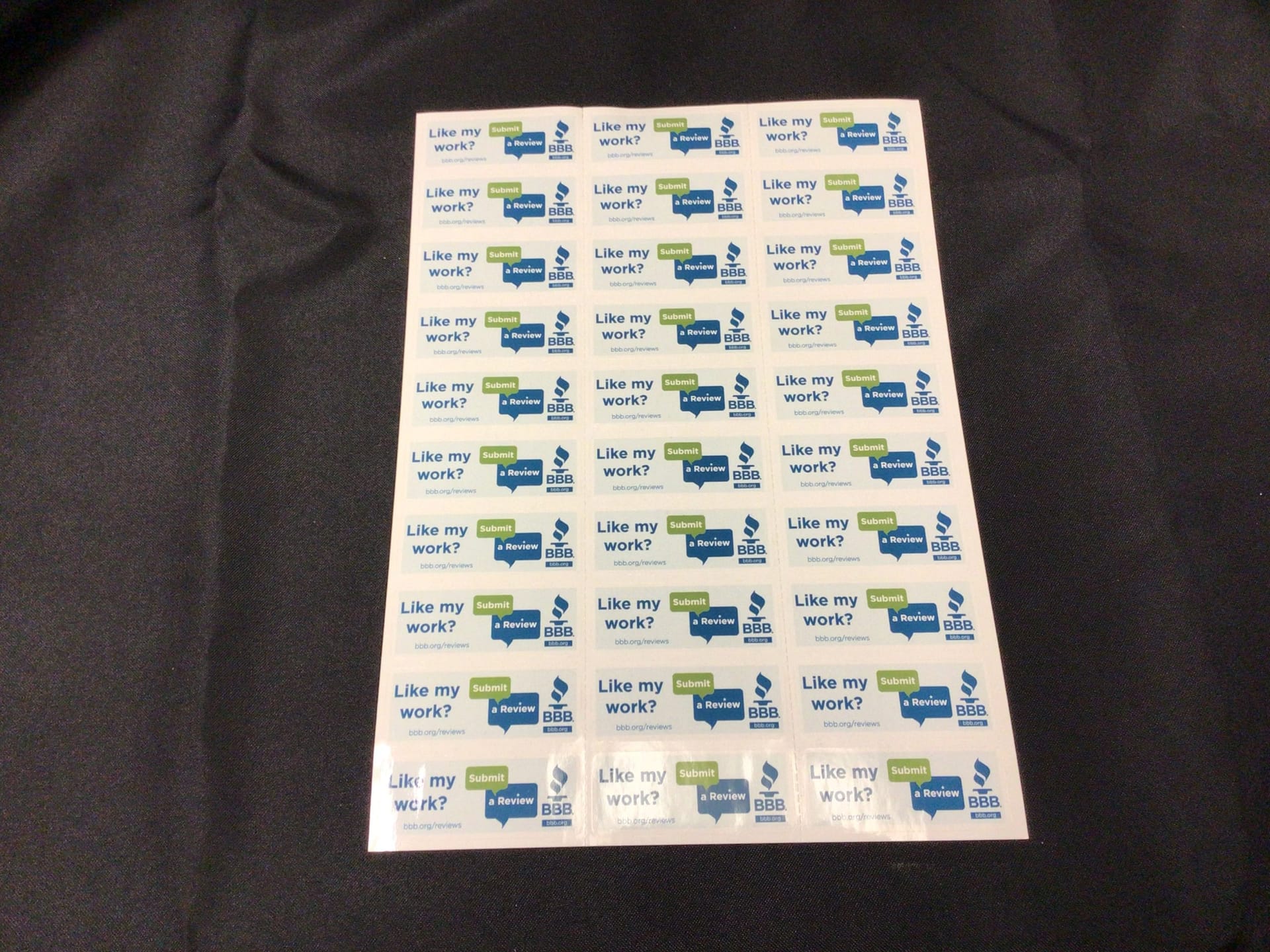 BBB-Sheet Label—Green Review-Like My Work – Pop Imprint